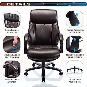 COLAMY Big and Tall Office Chair with Footrest 400lbs, Heavy Duty High Back Ergonomic Home Office Computer Chair - Thick Bonded Executive Chair with Wide Seat for Adult Work and Study, Black