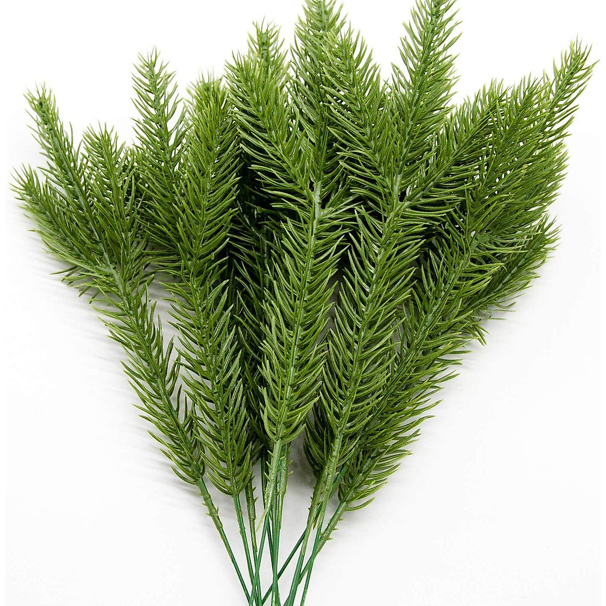 Alpurple 45 Packs Artificial Pine Needles Branches Garland-10.2x2.5 Inch Green Plants Pine Needles,Fake Greenery Pine Picks for DIY Garland Wreath Christmas Embellishing and Home Garden Decoration