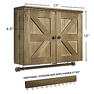 JOYSFIT Rustic Wall Mounted Jewelry Organizer with Wooden Barndoor Decor,Wooden Wall Mount Holder,Jewelry holder for Necklaces, Earings, Bracelets, Ring Holder(NATURAL WOOD)