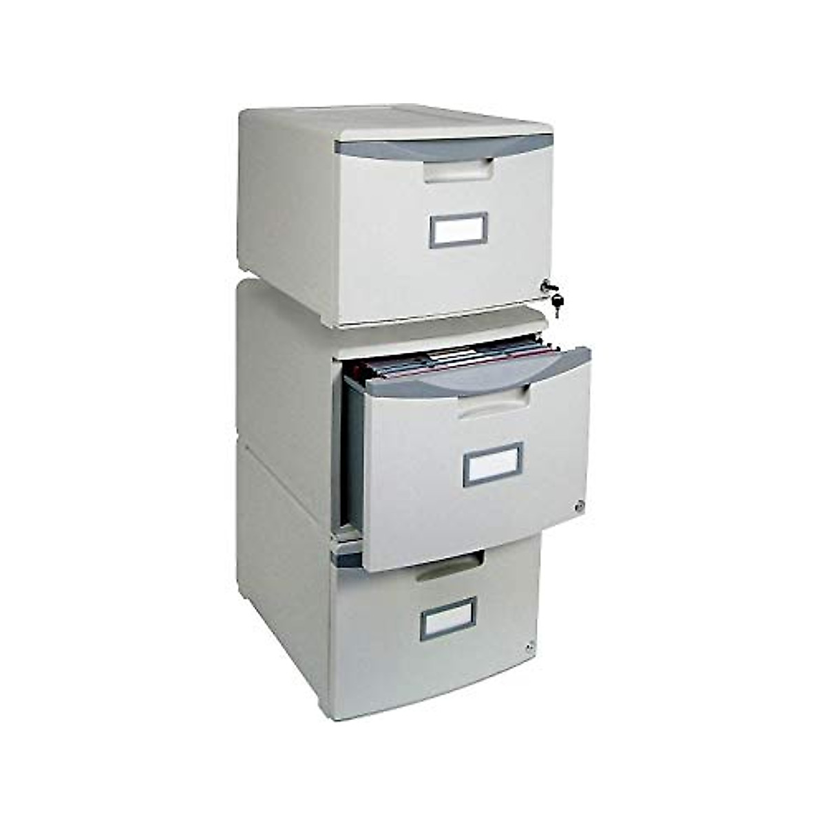 Storex Plastic One-Drawer File Cabinet – Locking Document Organizer for Home and Office, Gray, 1-Pack (61251B01C)