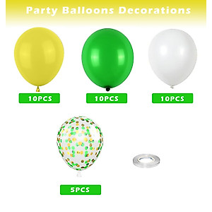 Green and Yellow Balloons, 12 Inch Matt Green Yellow White Yellow Green Confetti Balloons Latex Balloons Helium for Birthday Party Graduation Class of 2024 Tractor Party Decorations