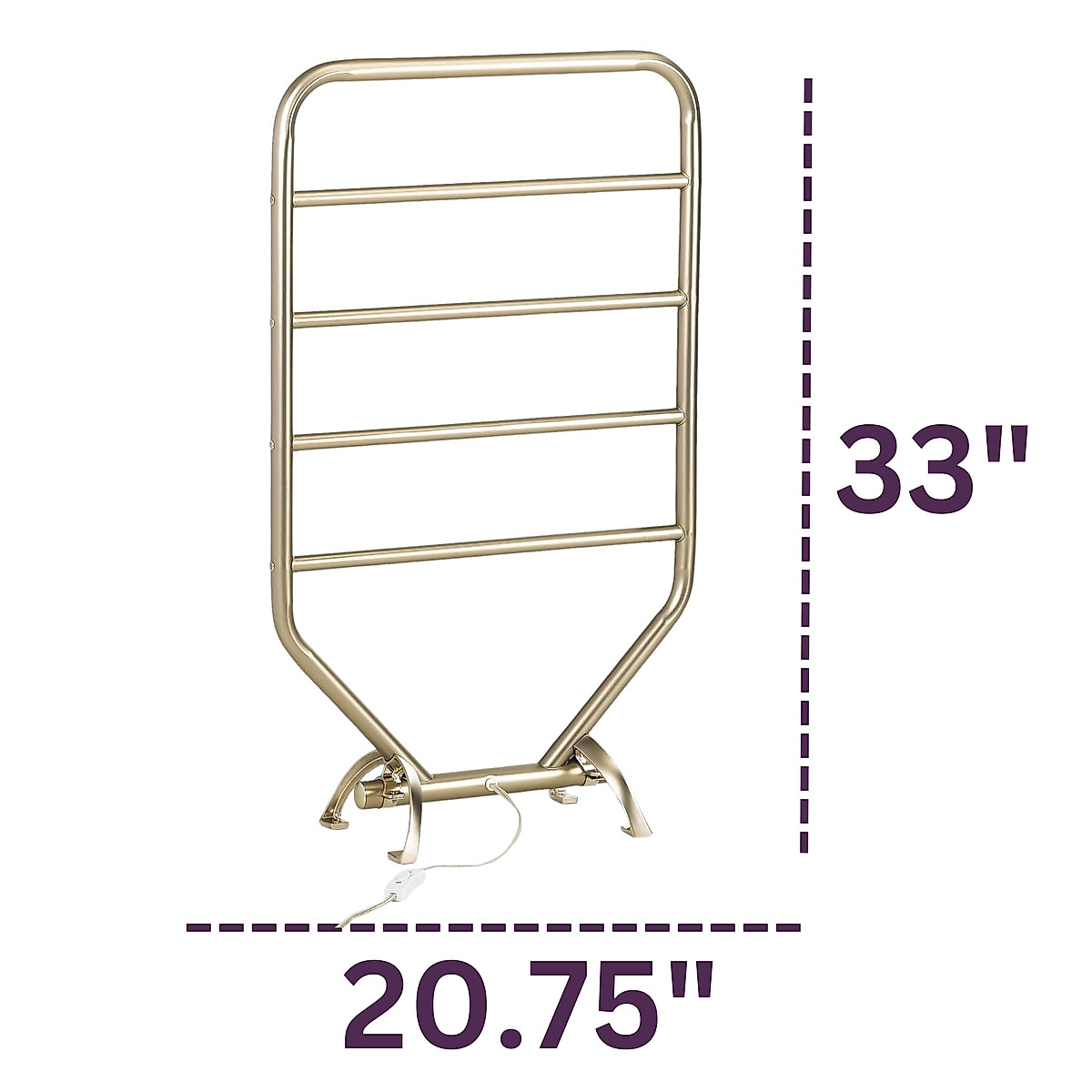 Warmrails Traditional Towel Warmer - Free-Standing or Wall Mounted Towel Warmer Rack for Drying Towels and Garments - 34-Inch Nickel Finish Frame with 4 Bars - Model RTS