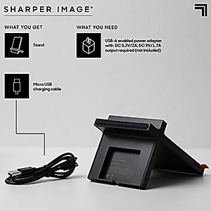 SHARPER IMAGE Wireless Qi Charging Dock, Wirelessly Charge Compatible Devices, 10-Watt Fast Charger, Sleek Stand with Finish Protecting Coating, Ultimate Smartphone Accessory