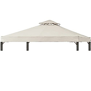 Durcover Gazebo Replacement Top 10x10 ft, Gazebo Canopy Replacement Cover for 2 Tier Outdoor Patio Garden Tent Frames, Waterproof UV-Resistant, Canopy Cover with Air Vent Only, Beige