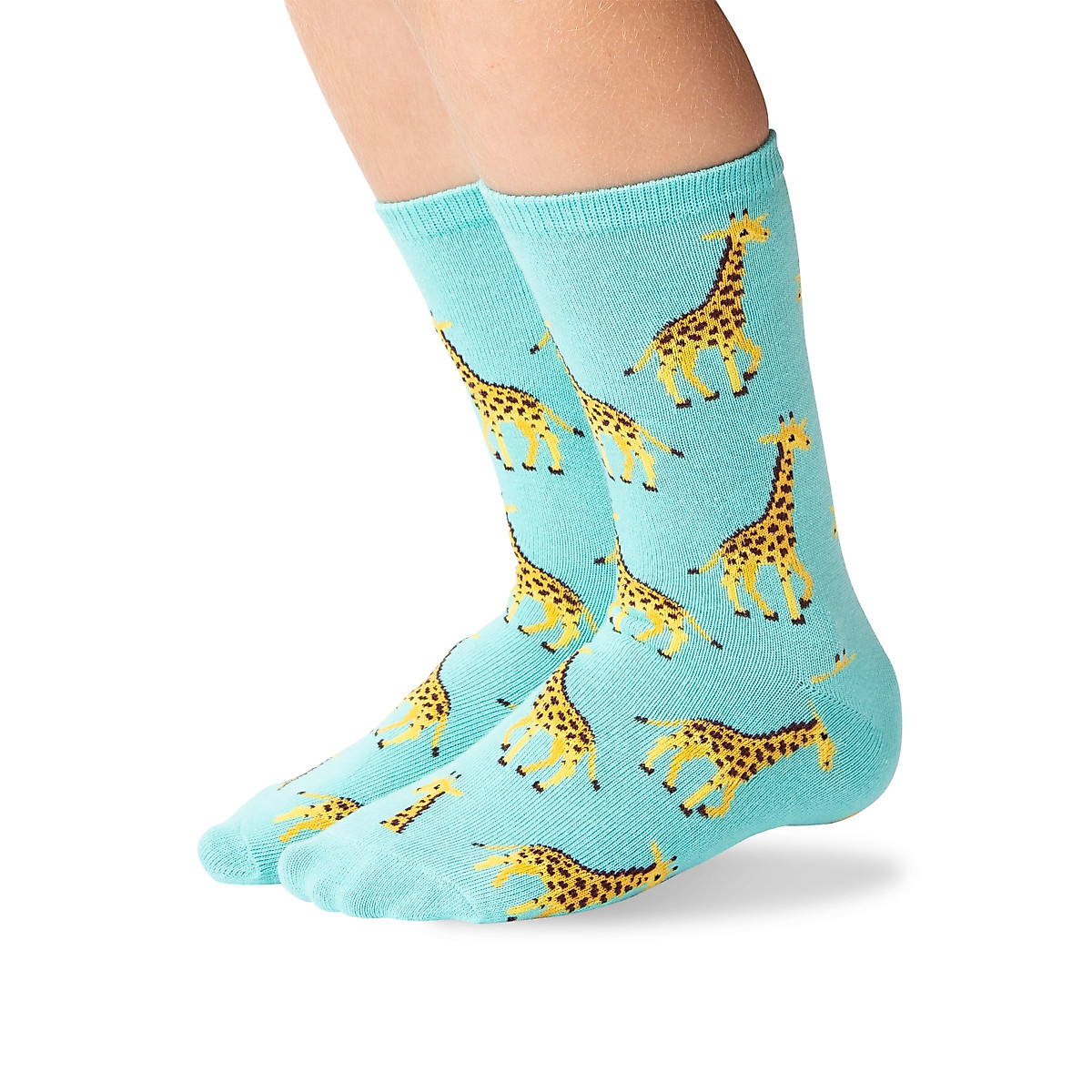 Hot Sox Kids' Big Fun Animal Crew Socks-1 Pair Pack-Cool & Cute Casual Novelty Gifts for Boys and Girls, Giraffe (Mint), Medium-Large