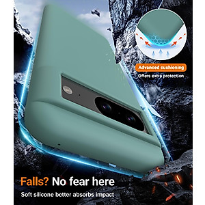 OTOFLY Designed for Pixel 8 Case, [Military-Grade Drop Protection][Anti-Scratch Microfiber Lining] Silicone Slim Thin Shockproof Phone Case for Google Pixel 8 (Pine Green)