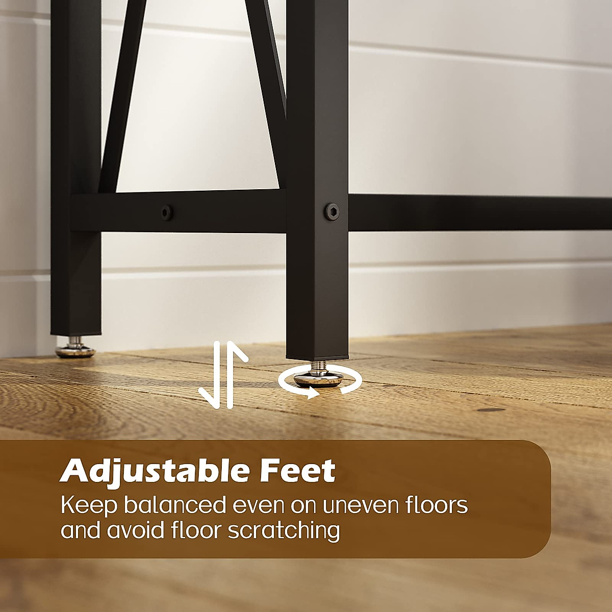 SUPERJARE 70.9 Inch Console Table with 2 Outlet and 2 USB Ports, Extra Long Entryway Table with Metal Frame and X-Shaped Design, Narrow Sofa Table for Living Room and Hallway - Vintage Brown