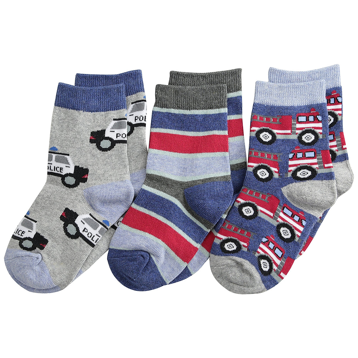 Jefferies Socks Boy's Rescue Vehicles Crew 3 Pair Pack, Speedy, Small