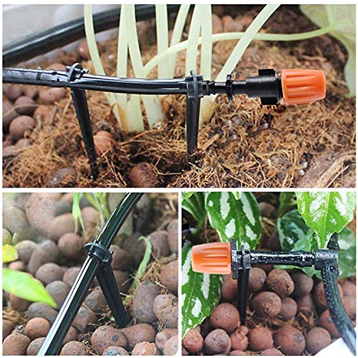 MSDADA Micro Drip Irrigation Kit, 50ft Garden Automatic Irrigation System, 1/4" Blank Distribution Tubing Hose Adjustable Nozzle, Plant Watering Kit for Garden, Patio, Greenhouse, Flower Bed, Lawn