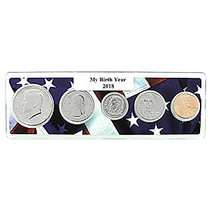 2018-5 Coin Birth Year Set in American Flag Holder Collection Seller Uncirculated