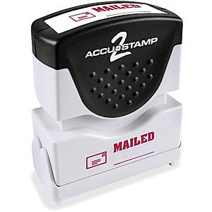 ACCUSTAMP2 Message Stamp with Micro ban Protection, MAILED, Pre-Ink, Red (035586)