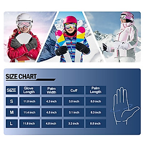 ANDORRA Ski Gloves Women Touchscreen Zipper Pocket Snow Gloves Snowboarding Gloves, Black, S