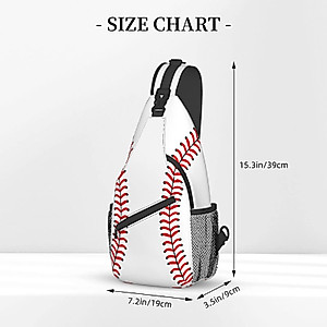 SURERUIM Baseball Sling Bag for Women Men Crossbody Shoulder Backpack Baseball Red Stitches on a White Background Chest Bags Cute Sports Ball Print Gym Bag Casual Travel Hiking Daypack
