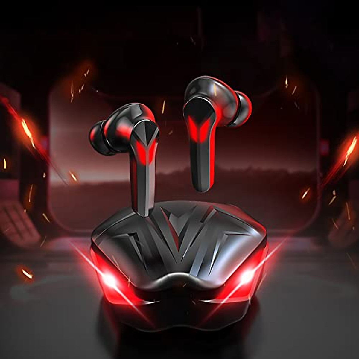 Digital Display Touch-Control Wireless Bluetooth Earbuds - Black Noise Reduction Headset Bluetooth 5.2 Stereo Earphones with Charging Case for Running Outdoor Office Driving Sports