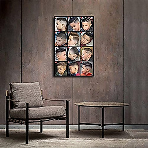 Barber Shop Poster - Children's Haircuts and Fashion Men's Haircuts Chart Poster Canvas Painting Wall Art for Barbershop Beauty Shop Decor (Child,12×18inch-unframed)