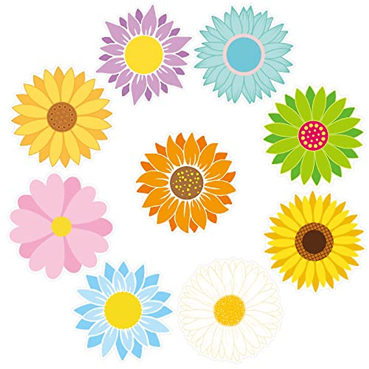 54pcs Sunflower Cutouts Summer Cut-Outs Flower Bulletin Board Decoration for Party Classroom Home