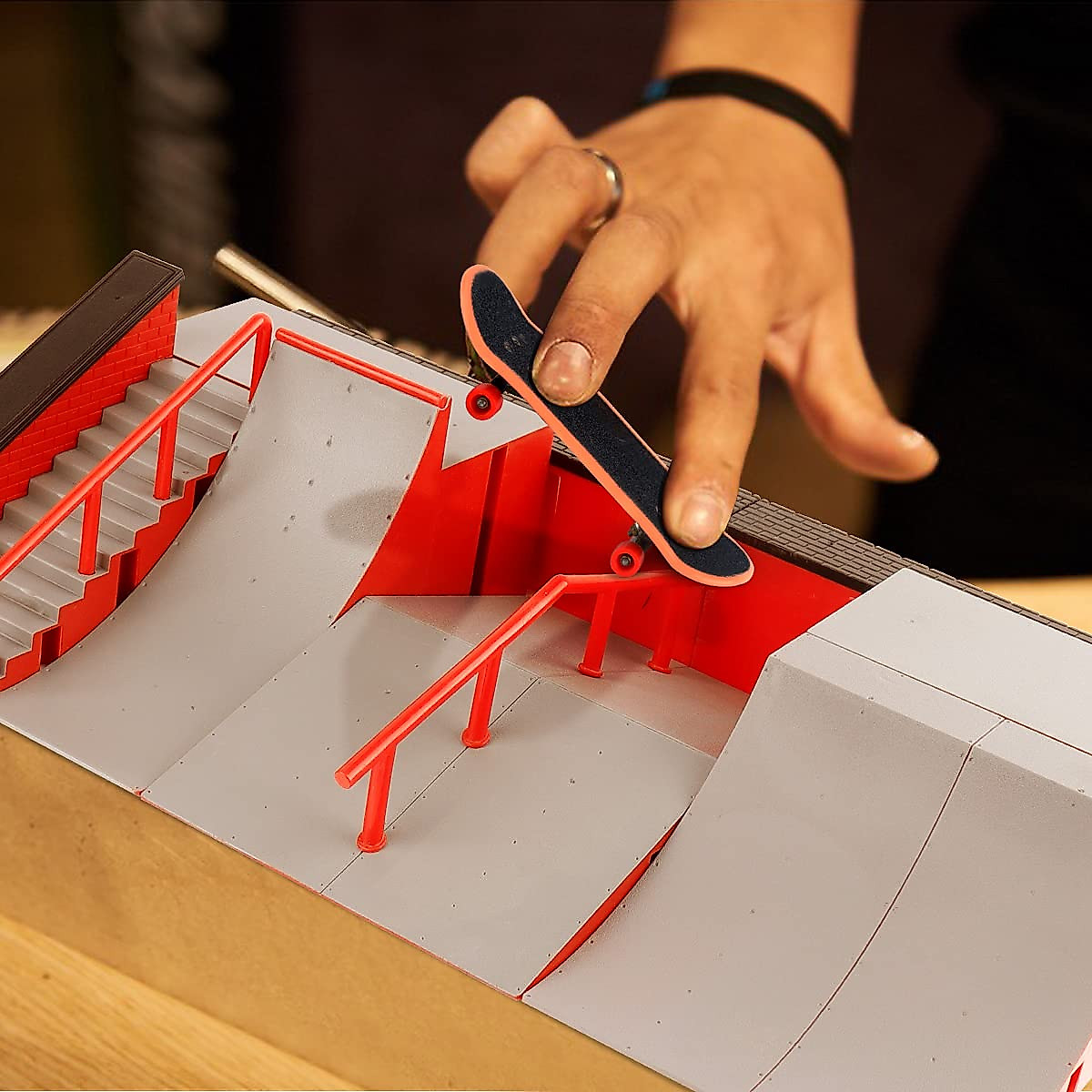 KETIEE Fingerboard Skate Park Kit: 57pcs Finger Skateboard Ramp Set with Exclusive 31 Ramps 6 Mini Skateboards & Mini Bicycles, Huge Finger Skatepark Training Props Toys Gifts for Kids Ages 6 and up