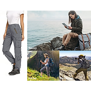 Raroauf Work Cargo Pants Womens Cotton Casual Military Combat Tactical Pants,Rip-Stop Outdoor Hiking Trousers Grey US 14