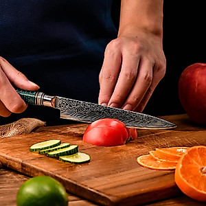 Utility Paring Knife 6 Inch Damascus Chefs Knife Utility Kitchen Knife Japanese VG10 Kitchen Paring Knives 67-Layer High Carbon Stainless Steel Knife Fruit Knife Christmas Gift