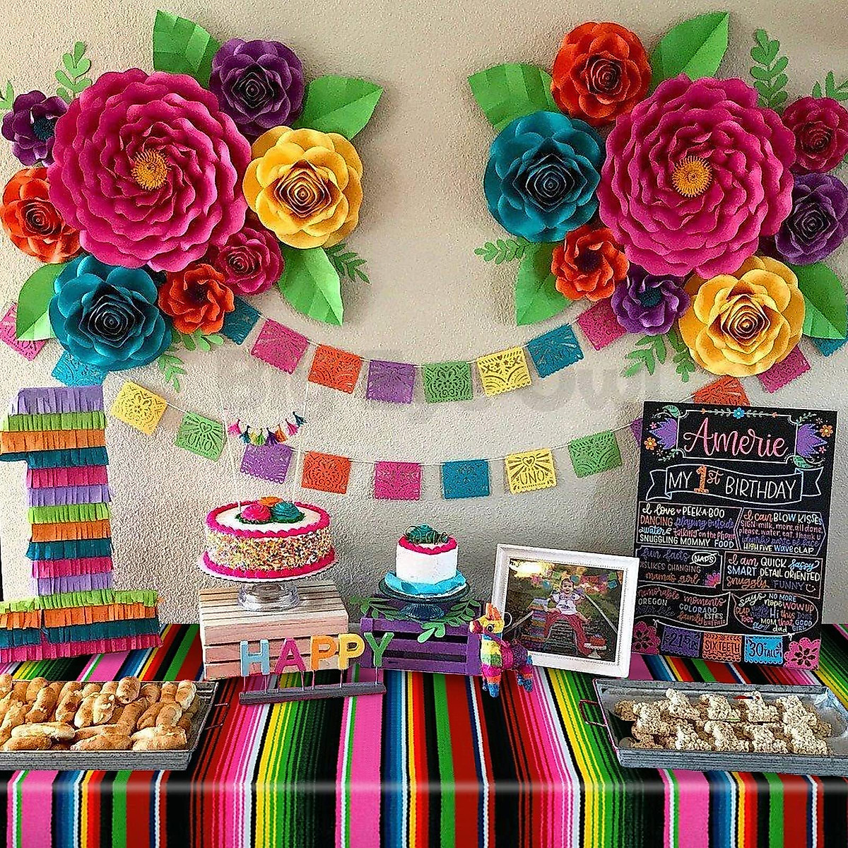 Mexican Fiesta Tablecloth Birthday Party Decorations Plastic Tablecover Mexico Disposable Table Cover Cinco De Mayo Themed Party Supplies Rectangle 54 * 108 Inch