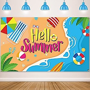 Beach Backdrop Decorations Hawaiian Pool Party Banner Pool Surfboard Background for Birthday Summer Hawaiian Themed Party Supplies Favors