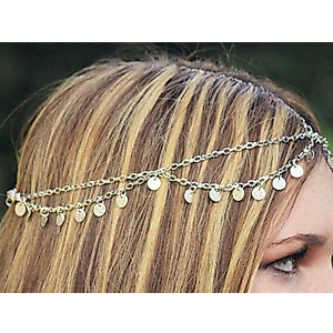Missgrace HMetal Chain Jewelry Headband Head Hair Band Tassels Pearl