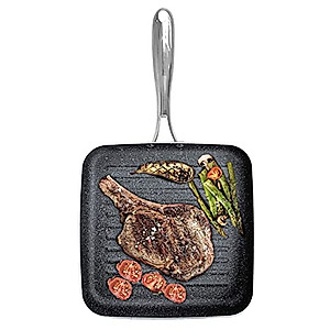 Granitestone Grill Pan 10.25" Nonstick and Scratchproof Stovetop Cookware PFOA Free Oven-Safe, Dish Washer Safe, 10X Extra Long Lasting - As Seen On TV