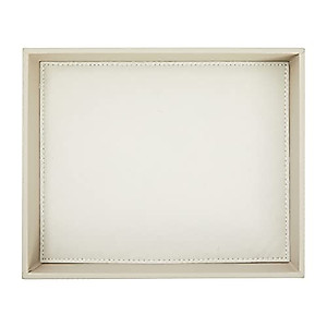 Juvale 2 Pack Faux Leather Valet Tray for Men, Velvet Catchall Organizer for Entryway, Nightstand, Keys, Wallet (Cream, 10 x 8 x 2 In)