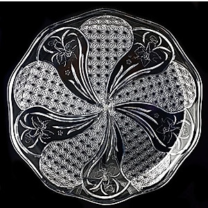 3 Acrylic Serving Trays Round 13.5" Dia Clear Cut Glass Look 1.5" Deep Tulip Des