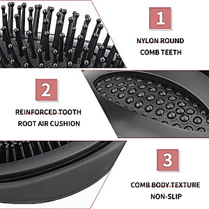 Travel Hair Brush, Ancable Mini Portable Retractable Pocket Air Cushion Brush, Compact Pop Up Hair Massage Comb Brush