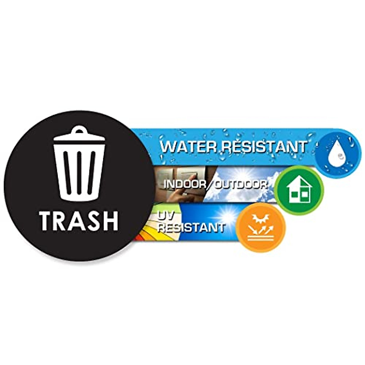 Pixelverse Design Recycle Sticker Trash Can Decal - 6" Large Recycling Vinyl - 4 Pack