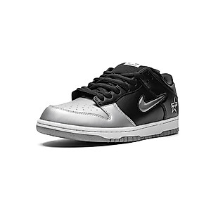 Nike Mens SB Dunk Low OG QS CK3480 001 Supreme - Jewel Swoosh Silver/Black - Size 9.5