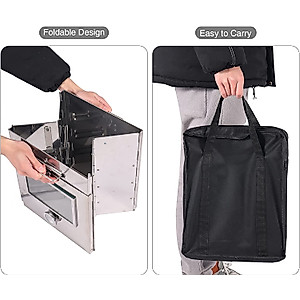 REDCAMP 14"H Foldable Camping Oven with 3 Tier Grill, Stainless Steel Portable Camping Stove for Baking Cinnamon Rolls, Breads and Muffins with Wood Burning Fire,Propane Stoves,Campers,Baking BBQ