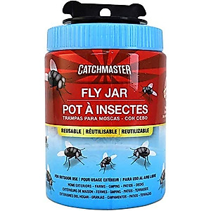Catchmaster Fly Trap Bundle, Gold Stick 4-Pack & Outdoor Fly Jar 6-Pack, for Garage, Backyard, Pool, Patio & Camping