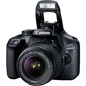 Canon EOS 4000D DSLR Camera w/Canon EF-S 18-55mm F/3.5-5.6 III Zoom Lens + Case + 32GB SD Card+ More+ TopKnotch Cloth (Renewed)