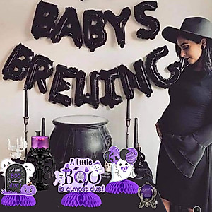 Halloween Baby Shower Honeycomb Centerpieces, A Little Boo Is Almost Due Table Toppers Black Purple, Gender Reveal Pregnancy Celebration Table Topper Decorations Supplies 8pcs