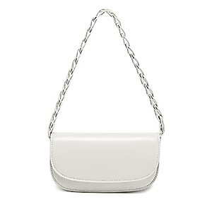 Leanoria 2 Straps Purse Designer Retro Classic Shoulder Bag Vegan Leather Clutch Tote Bag Small Crossbody Handbag (Upgraded White)