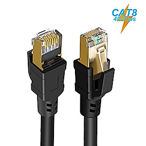CableCreation Cat8 Ethernet Cable 1.6ft Short, 40Gbps Network Patch Shielded Heavy Duty Cable, 2000MHz SFTP Internet LAN RJ45 High Speed Gaming Cord for PS5 PS4, Xbox, Modem, Router, 0.5M
