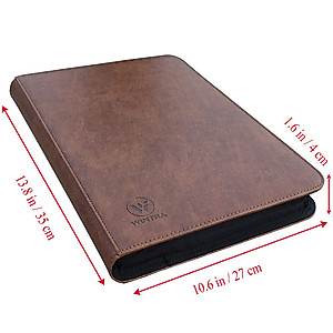 WINTRA 504 Pockets Classical Brown leather Card Binder, Premium 9-Pocket Trading Card Collectors Album, Side Load Card Holder for Various Trading Cards (Brown)