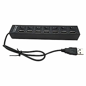 High Performance 7 Port USB 2.0 HUB for LED Powered High Speed Splitter Extender Cable Black White New