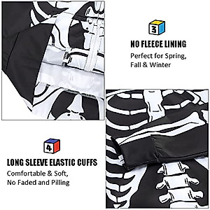 uideazone 12-14 Years Teenage Boys Zipper Hooded Sweatshirts Size 13t Trendy Halloween Skeleton Long Sleeve Zip Up Hoodies Autumn Hoody Coat Tops