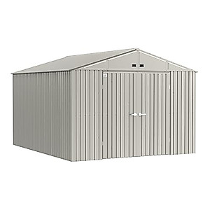 Arrow Shed Elite 10' x 12' Outdoor Lockable Gable Roof Steel Storage Shed Building, Cool Grey