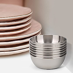 8Pcs 3.2inch Sauce Dishes Dipping Small Bowls - 2 oz Mini Stainless Steel Saucers Dish Cook Prep Side Dish Soy Sauce Sushi Dip Dishes Condiment Seasoning Serving Appetizer Plates Pinch Bowl Set