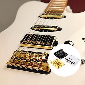 BQLZR 3 String Guitar Hard-tail Tailpiece Bridge,Zinc Alloy Electric Guitar Hardtail Bridge with Screws & Wrench Electric Guitar Bridge Golden Silver Black Pack of 3