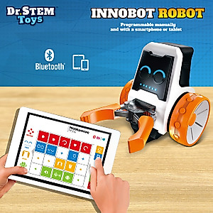 Dr. STEM Toys Innobot Coding Robot Toy | Robotics Science Kit for Kids Ages 8 & Up | Bluetooth Enabled, Easy to Build & Program, Performs Multiple Stunts & Chores | Kids Learn Coding as They Play