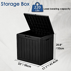 HABUTWAY Large Outdoor Storage Deck Box Waterproof Storage Bench with Padlock Resin Patio Storage Boxes Bin Chest for Outside Garden,Poolside (Black, 35GALLON)