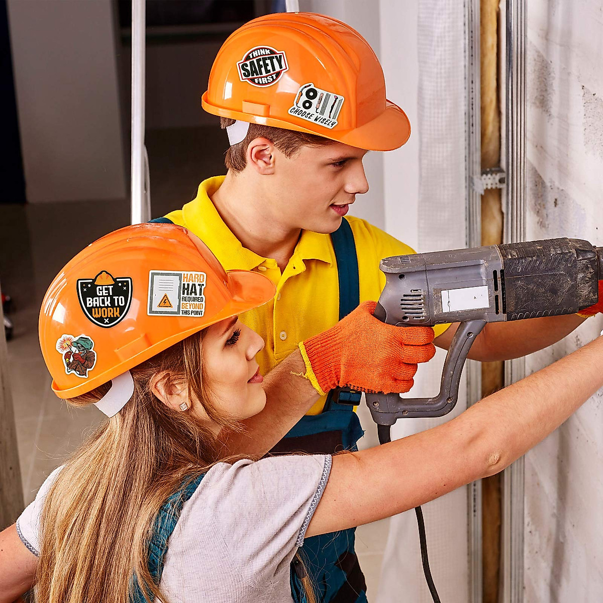 Outus 350 Pieces Hard Hat Stickers Funny Vinyl Tool Box Sticker American Patriotic Helmet Decals Funny Stickers Decals for Tool Box Helmet Hardhat Construction Welding Union Worker