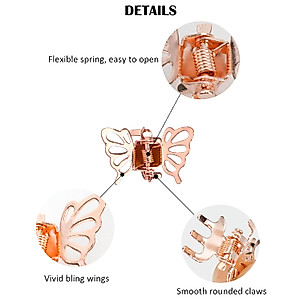 Wecoe 30 Pcs Small Butterfly Hair Accessories: Tiny Mini Claw Clips in Rose Gold, Silver, Black Metal - Cute Decorative Hair Clips for Kids, Toddlers, Women - Christmas Gift