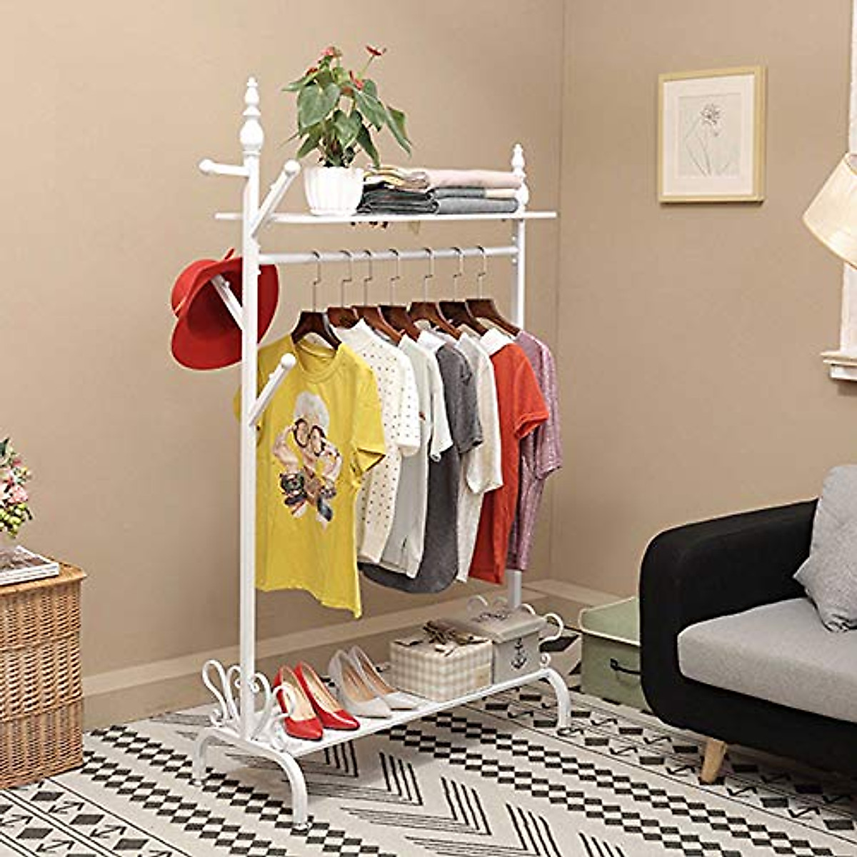 XI FA Clothing Display Rack Stand - Vintage Coat Stand- Clothes Hat Rack Shelf Shoe Clothes Hangers can Keep Your Clothes and Articles Tidy and Easy to take Frame for Bedroom Living Room Hallway