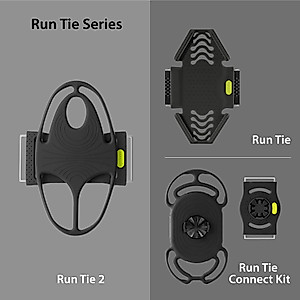 Bone Run Tie 2 Phone Holder for Running Armband Universal Cell Phone Holder, Running Arm Bands for Cell Phone Size 4.7-7.2 Inches for iPhone15 14 13 12 11 Samsung Galaxy (Black -L/Arm 9.8-15.7")